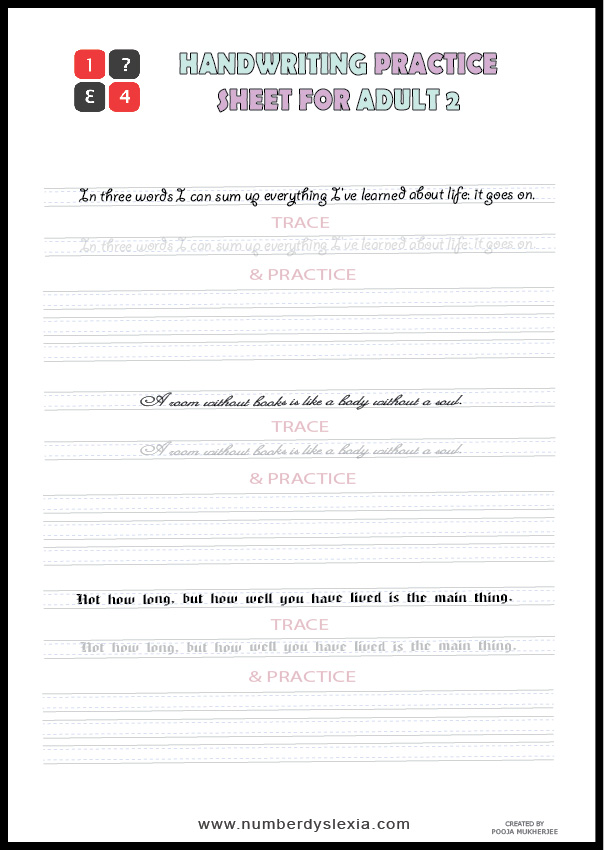 Free Printable Handwriting Practice Worksheets For Adults PDF
