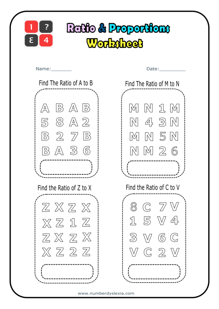 Free Printable Ratio and Proportion Worksheets [PDF] - Number Dyslexia
