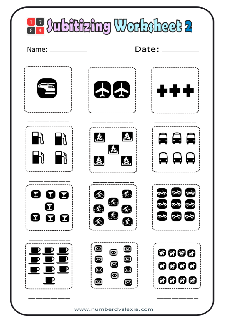 Free Printable Subitizing Worksheets for Practice [PDF] - Number Dyslexia