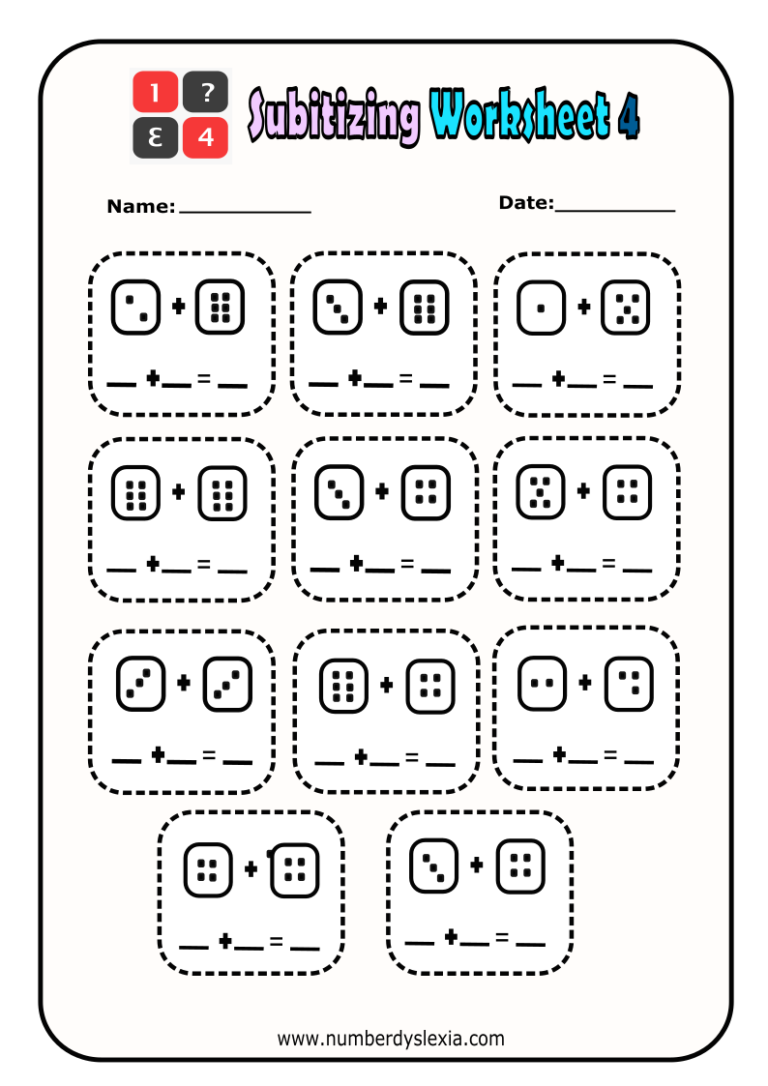 Free Printable Subitizing Worksheets for Practice [PDF] - Number Dyslexia