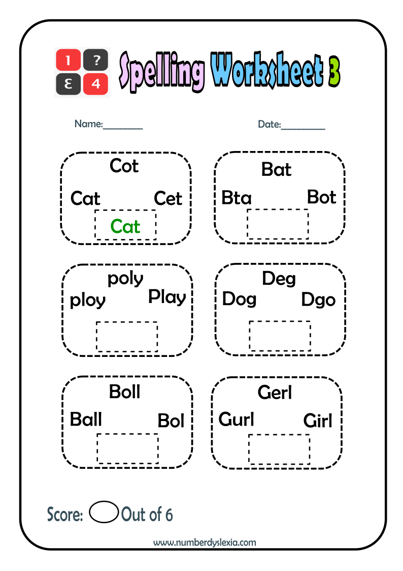 Free Printable Spelling Worksheets For Grade 1 To 4 PDF Number Dyslexia