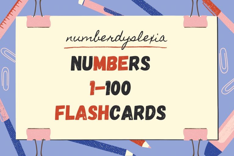 Free Printable Number Flashcards 1-100 with words [PDF] - Number Dyslexia
