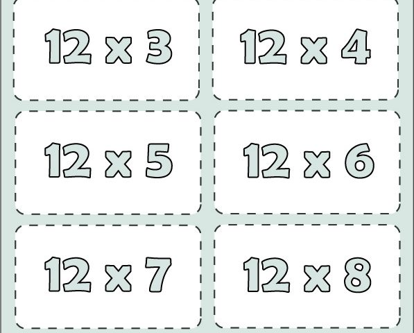Printable Multiplication Flash Cards 0 12 With Answers On Back 