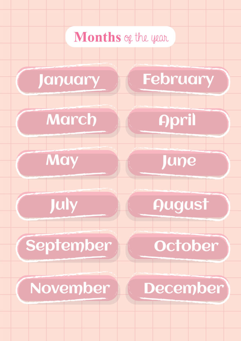 Free Printable Months Of The Year Charts [PDF] - Number Dyslexia