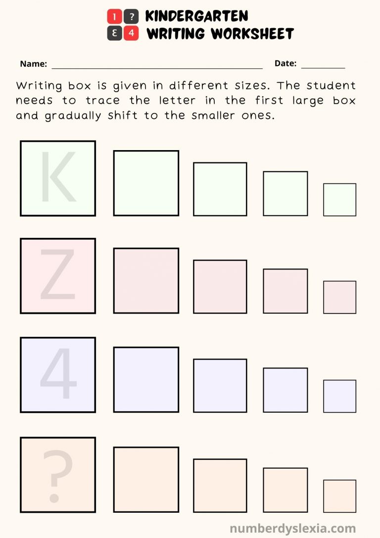 Free Printable Kindergarten Writing Worksheets [PDF] - Number Dyslexia