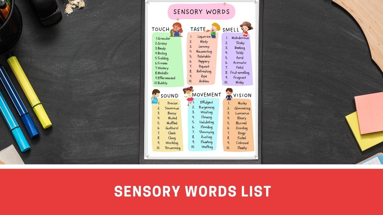 Printable List Of 240 Sensory Words With Free PDF Number Dyslexia