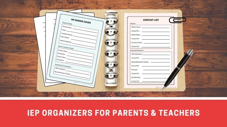 Printable IEP Organizers For Parents And Teachers [PDF Included ...