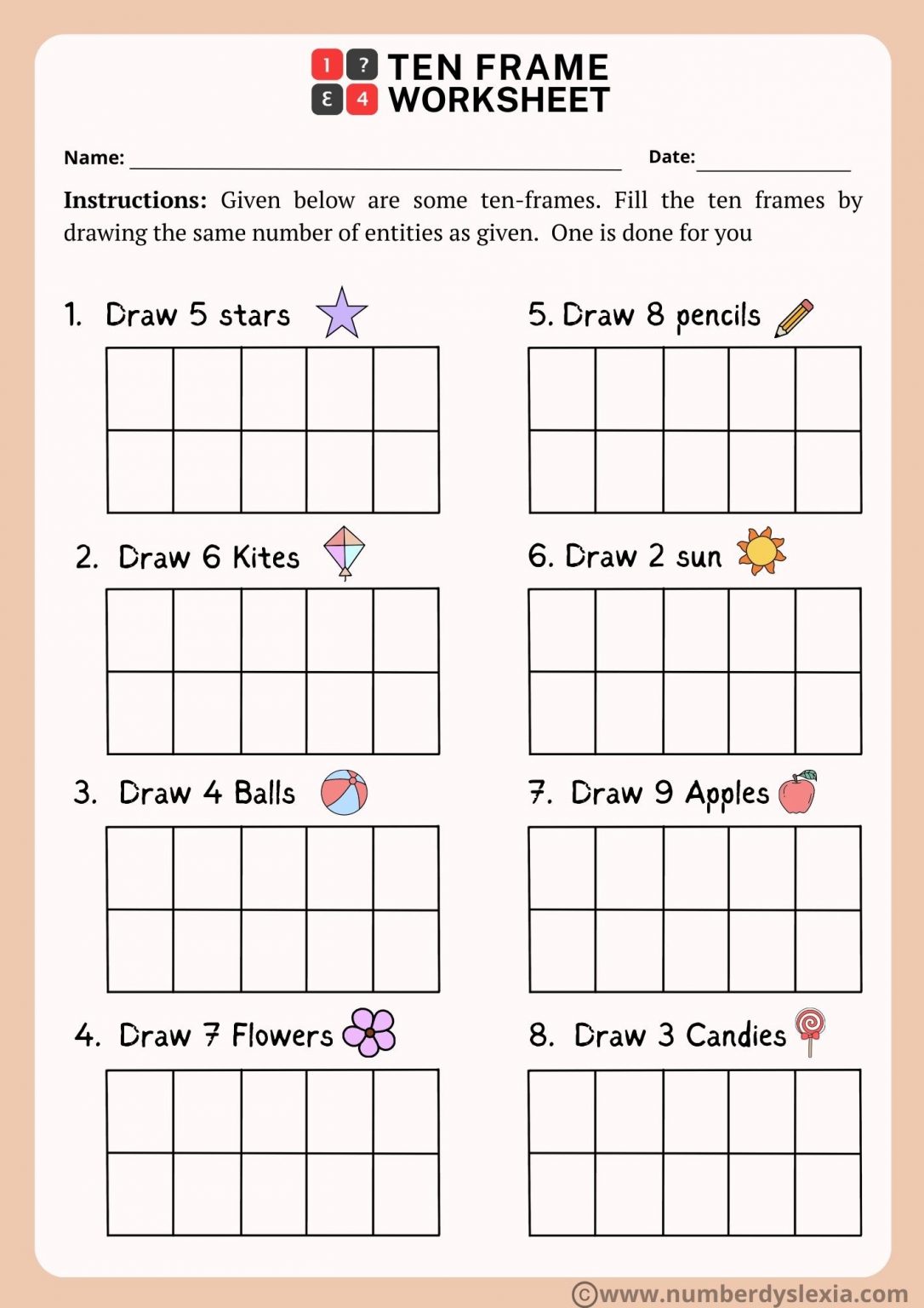 Printable Ten Frame Worksheets [PDF Included] - Number Dyslexia