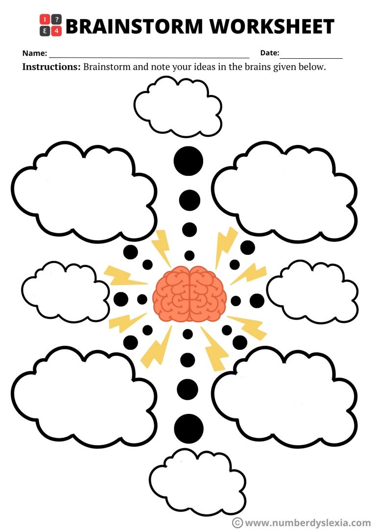 Printable Brainstorming Worksheets - Number Dyslexia