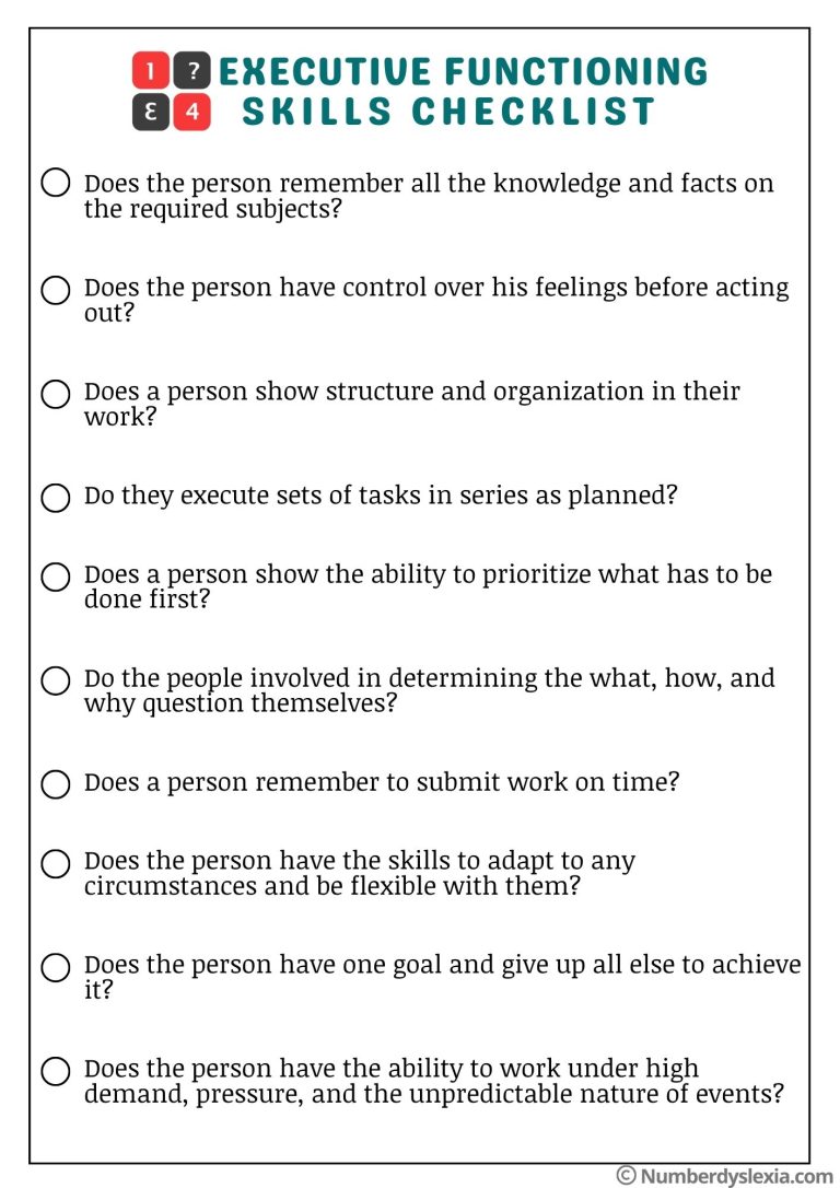 Printable Executive Functioning Skills Checklist [PDF Included ...