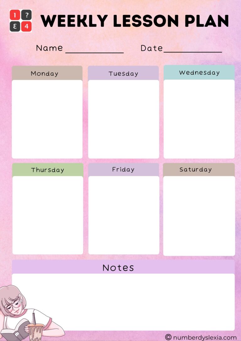 Printable Weekly Lesson Plan Template [PDF Included] - Number Dyslexia