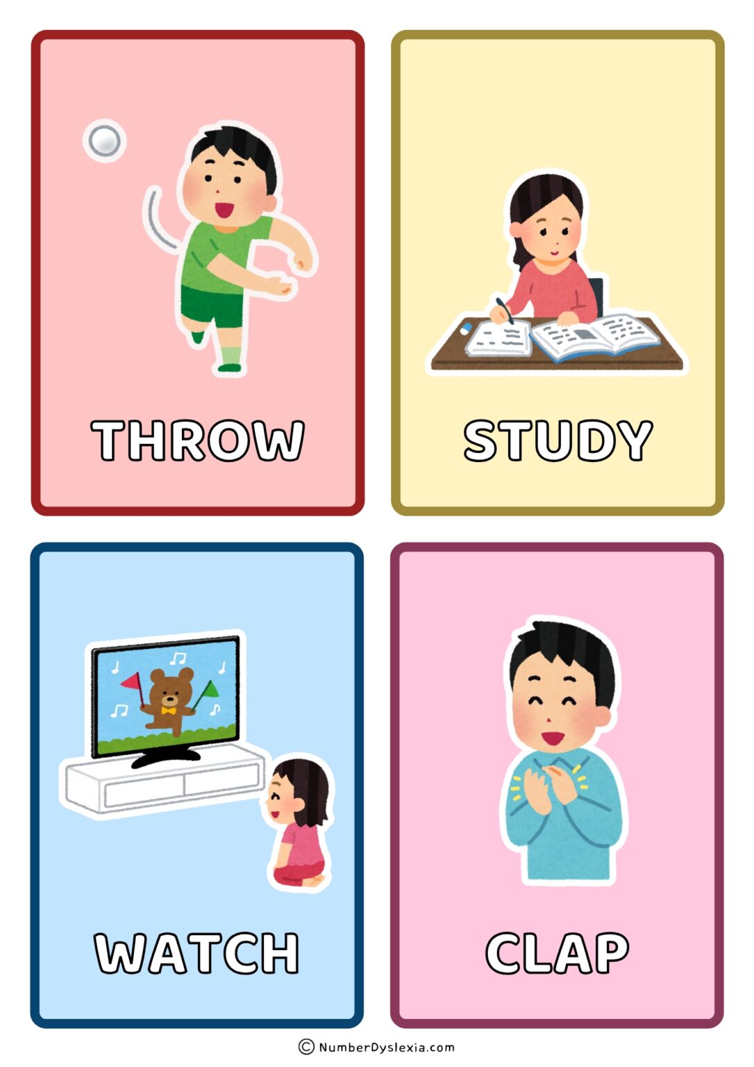 120 Action Words List With Pictures [PDF Included] - Number Dyslexia