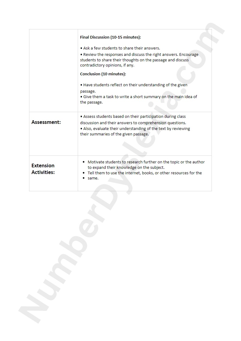Reading Comprehension Lesson Plan For High School PDF Included Reading Comprehension Lesson Plan For High School PDF Included