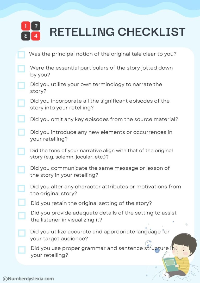 Printable Retelling Checklist [PDF Included] - Number Dyslexia