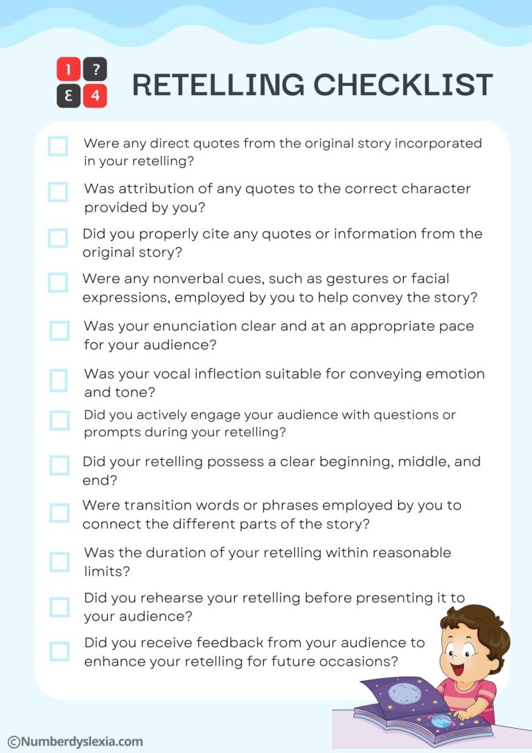 Printable Retelling Checklist [PDF Included] - Number Dyslexia