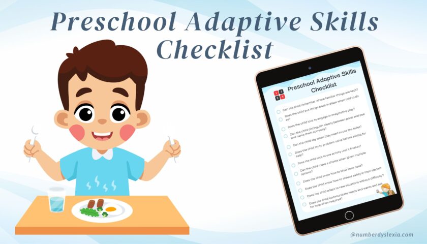 Preschool Adaptive Skills Checklist [PDF Included] - Number Dyslexia