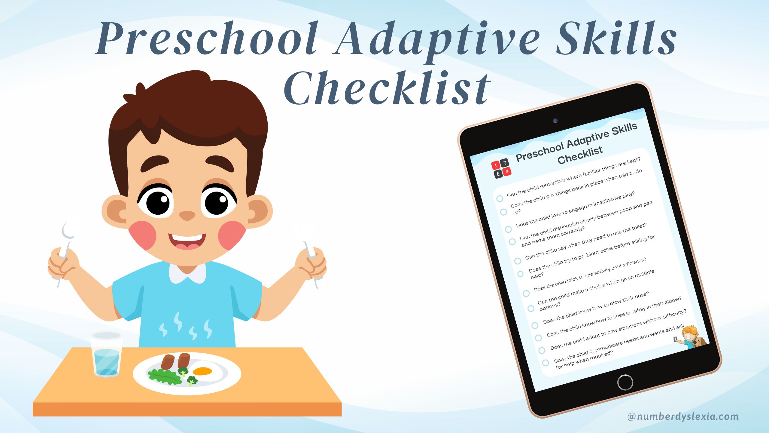 Preschool Adaptive Skills Checklist PDF Included Number Dyslexia