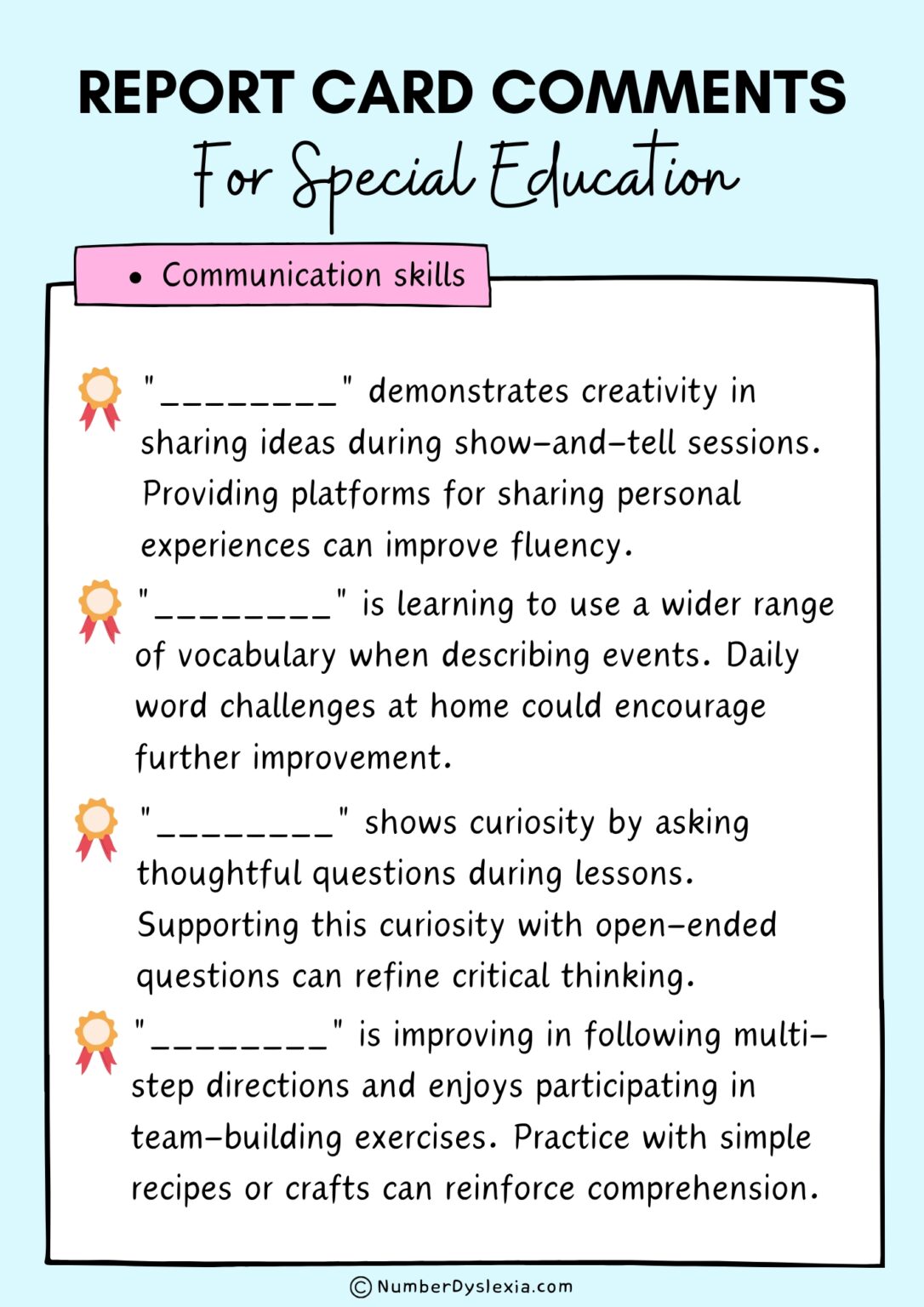 160 Report Card Comments For Students With Special Needs [PDF Included ...