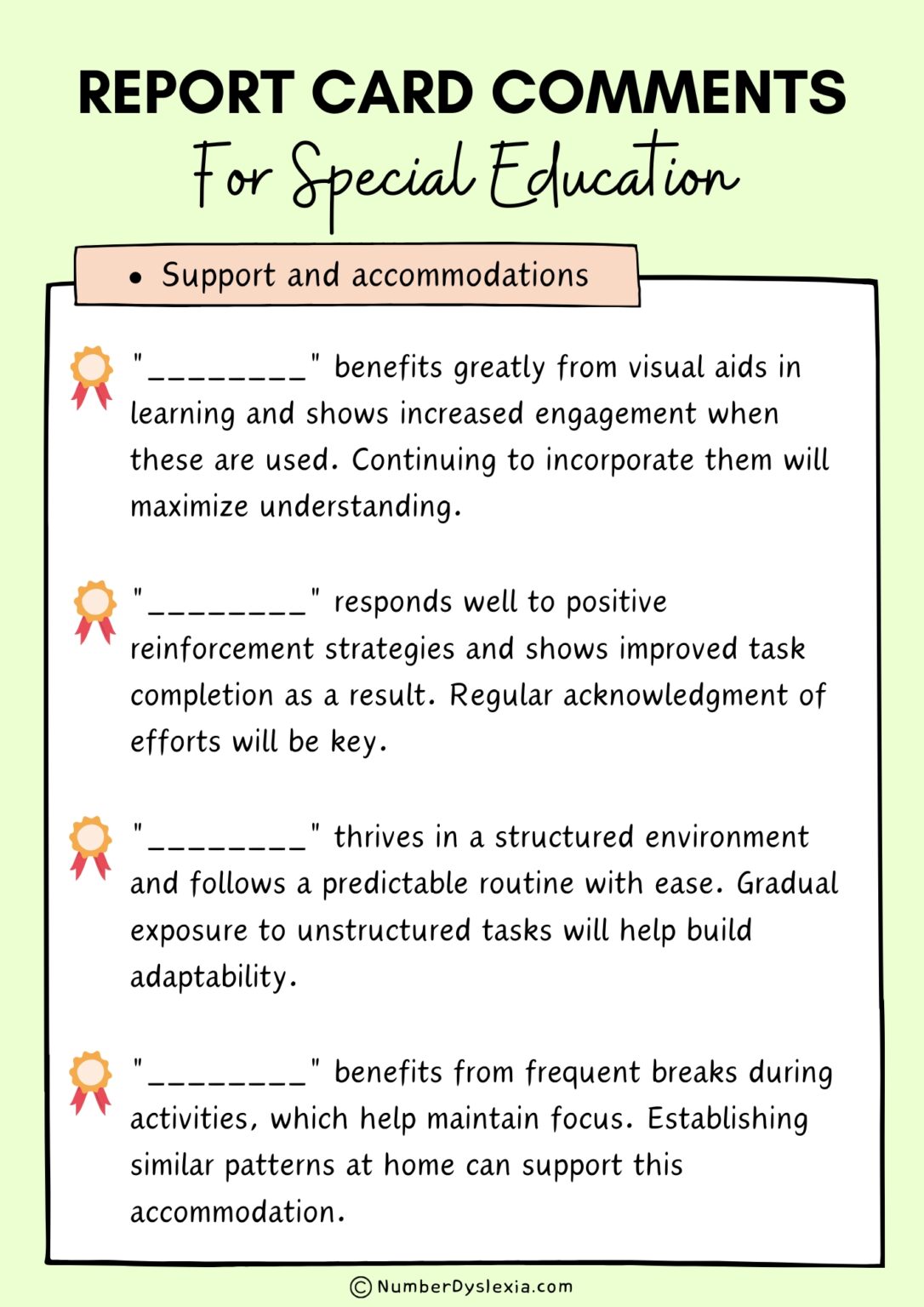 160 Report Card Comments For Students With Special Needs [PDF Included ...