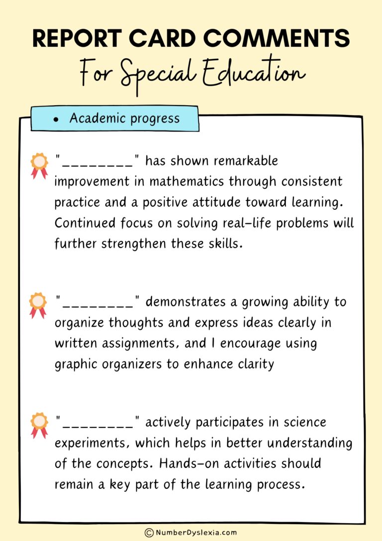 160 Report Card Comments For Students With Special Needs [PDF Included ...
