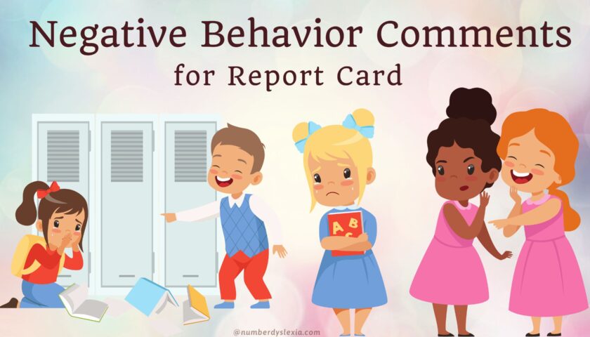 20 Negative Behavior Comments Examples for Report Card - Number Dyslexia