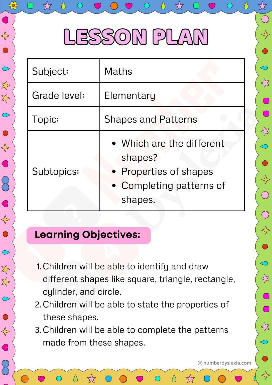 Printable Elementary Grade Shape And Pattern Lesson Plan PDF Included printable-elementary-grade-shape-and-pattern-lesson-plan-pdf-included