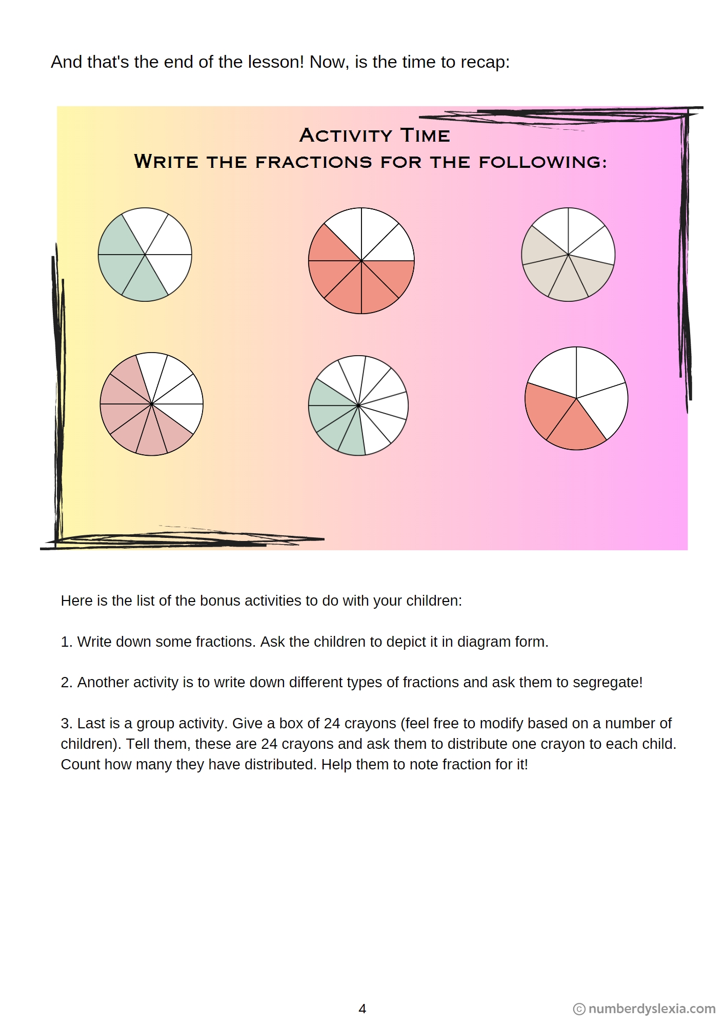 Printable Fraction Lesson Plan PDF Included Number Dyslexia Printable Fraction Lesson Plan PDF Included Number Dyslexia