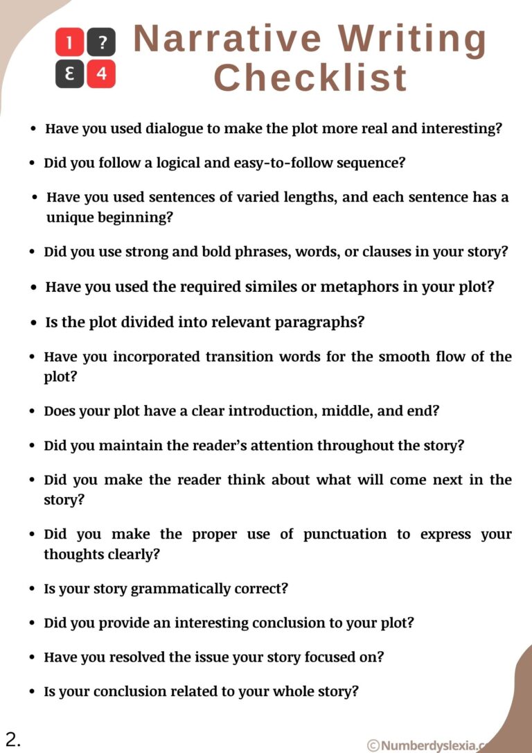 Narrative Writing Checklist [PDF Included] - Number Dyslexia
