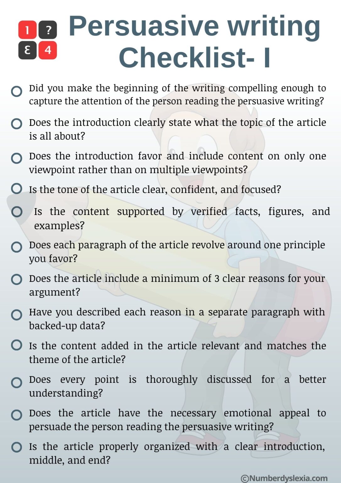 Printable Persuasive Writing Checklist [PDF Included] - Number Dyslexia