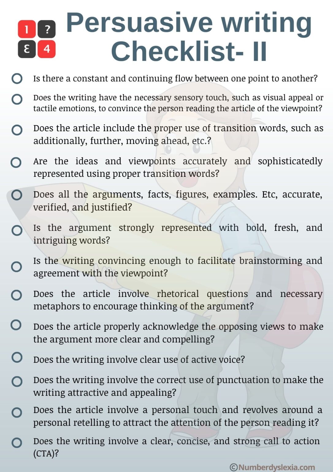 Printable Persuasive Writing Checklist [PDF Included] - Number Dyslexia
