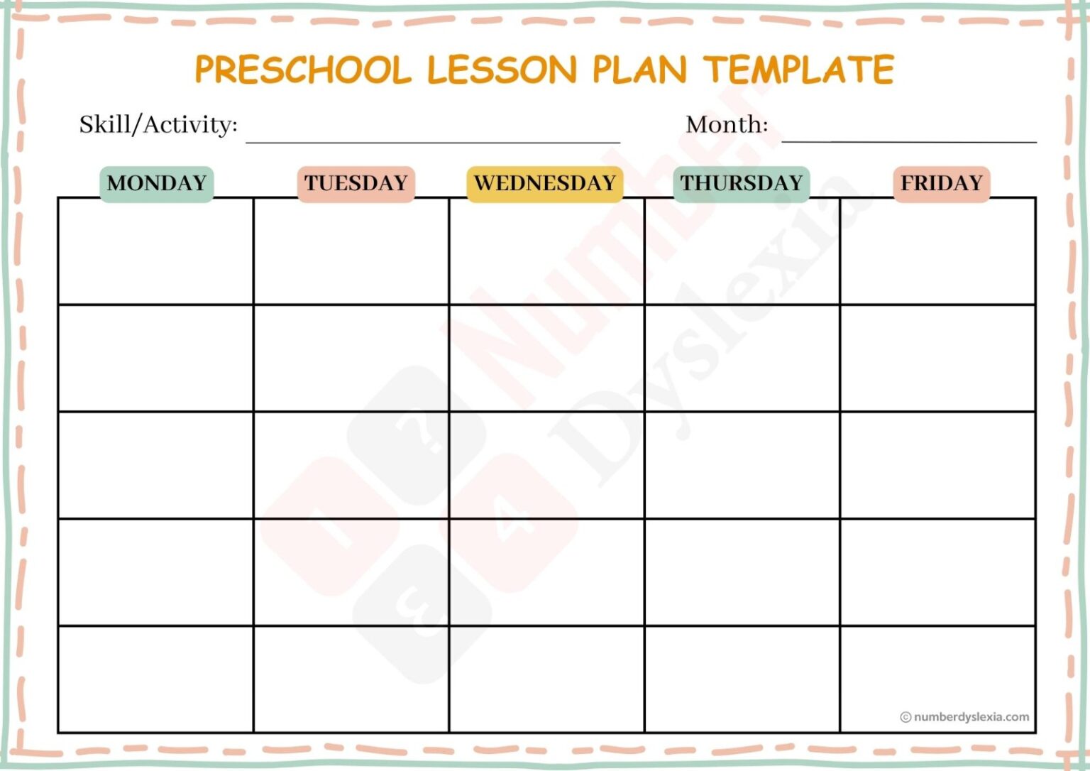 3 Printable Preschool Lesson Plan Templates [PDF Included] - Number ...