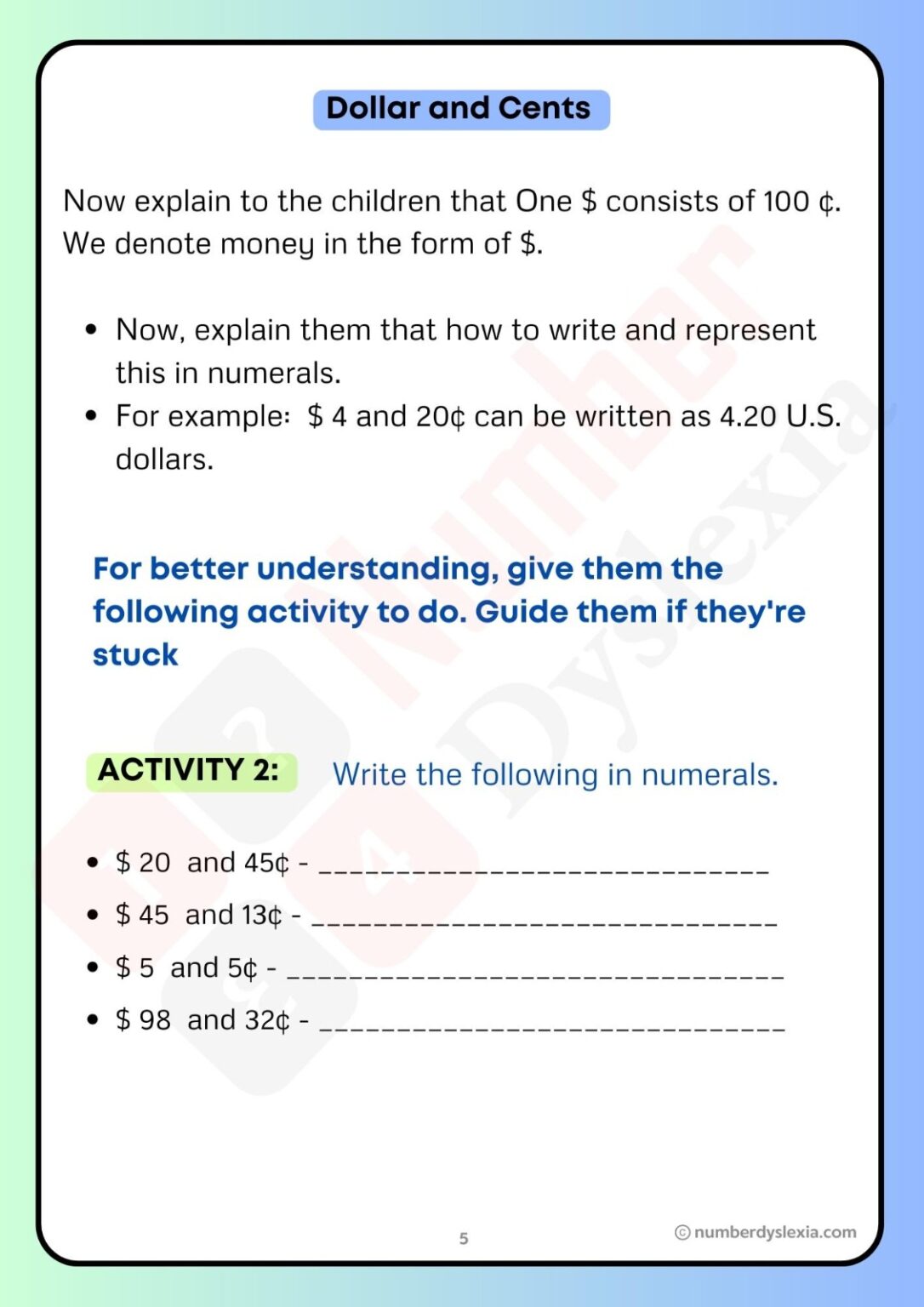 Printable Counting Money Lesson Plan [PDF Included] - Number Dyslexia