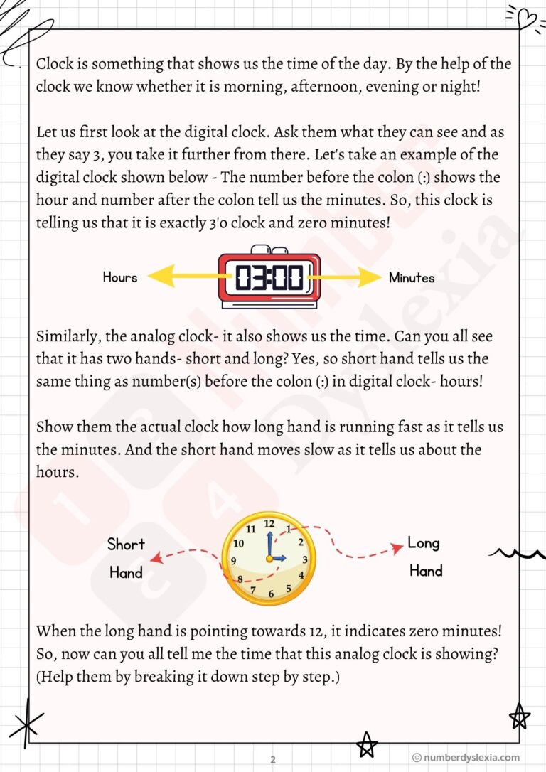 Printable Time-telling Lesson Plan [PDF Included] - Number Dyslexia