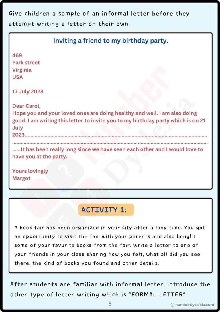 Printable Letter Writing Lesson Plan [PDF Included] - Number Dyslexia
