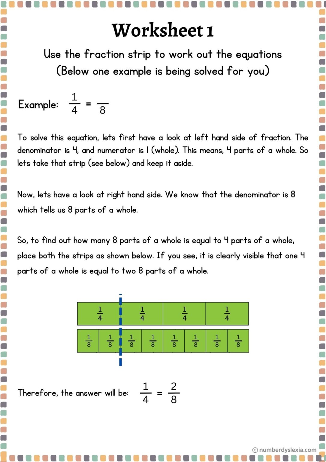 Printable Fraction Strips Worksheets [PDF Included] - Number Dyslexia