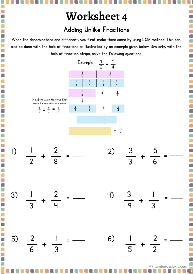 Printable Fraction Strips Worksheets [PDF Included] - Number Dyslexia