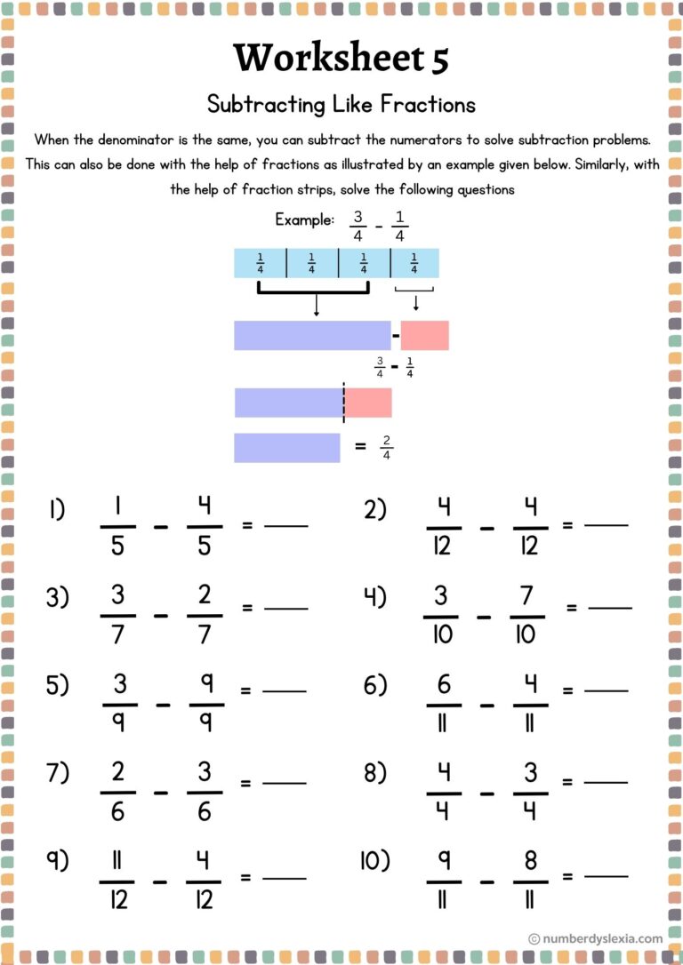 Printable Fraction Strips Worksheets [PDF Included] - Number Dyslexia