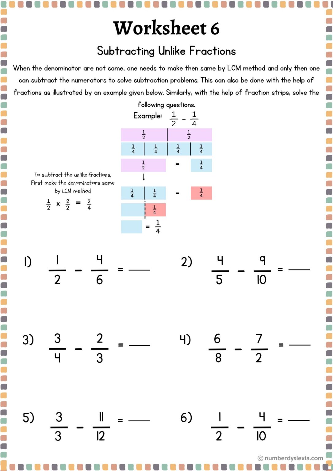 Printable Fraction Strips Worksheets [PDF Included] - Number Dyslexia