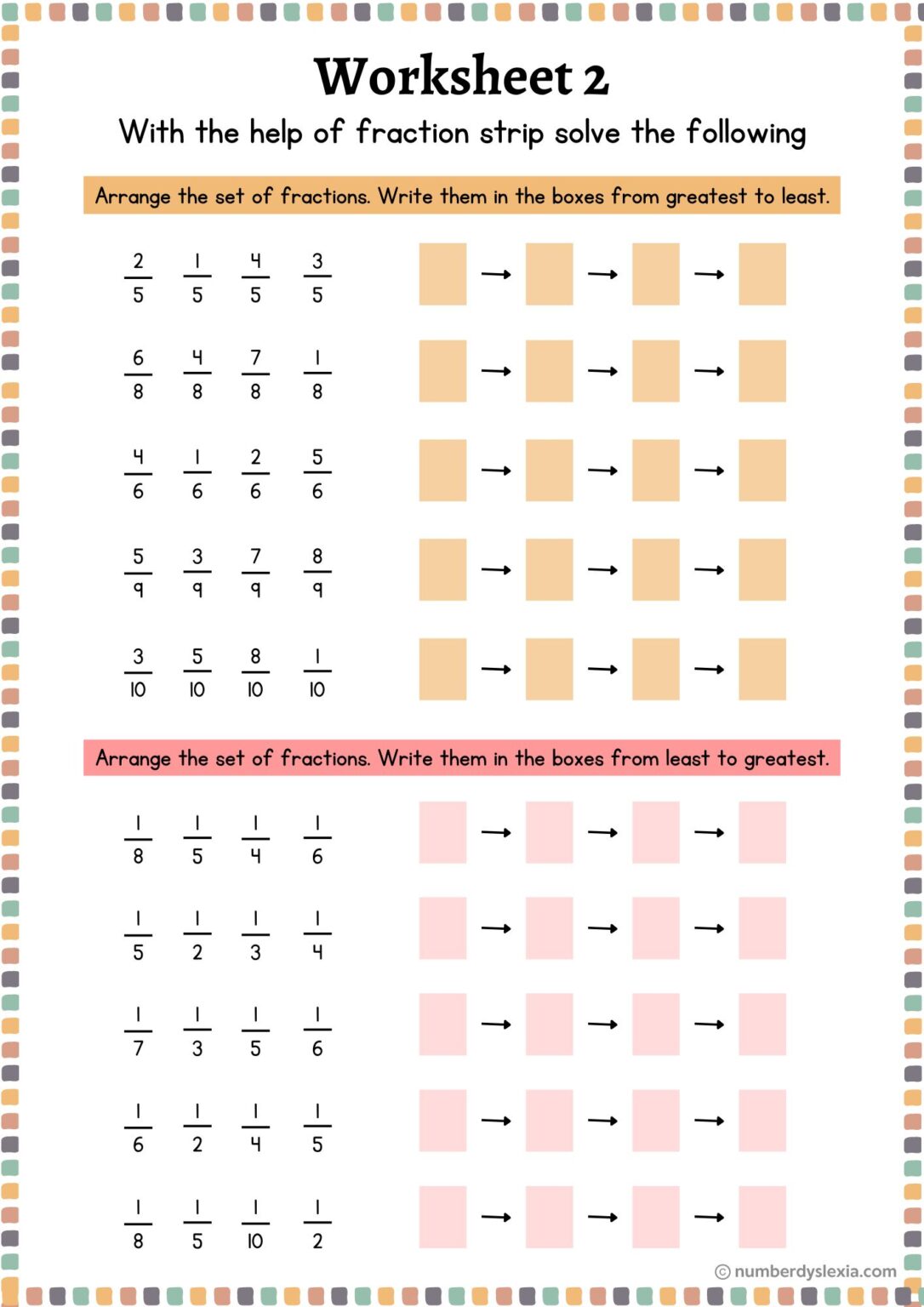Printable Fraction Strips Worksheets [PDF Included] - Number Dyslexia