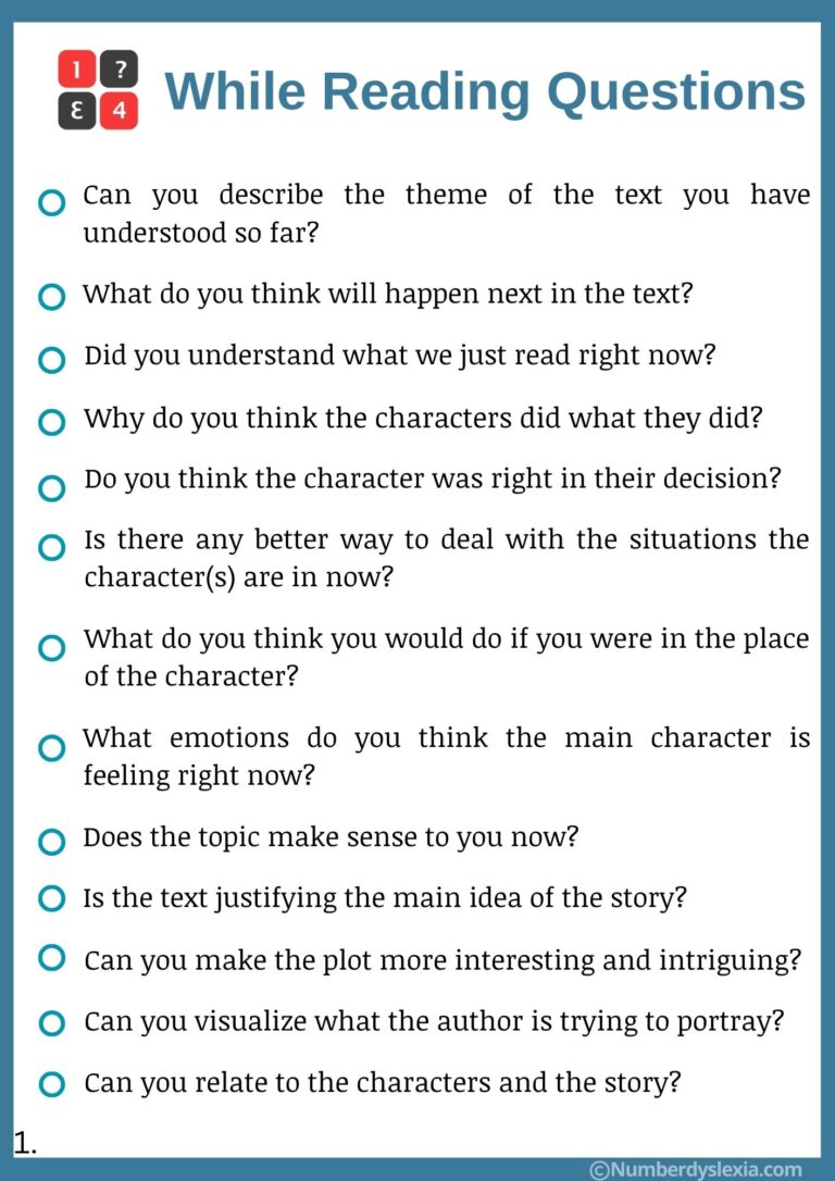 75 Pre, While, And Post-Reading Questions [PDF Included] - Number Dyslexia