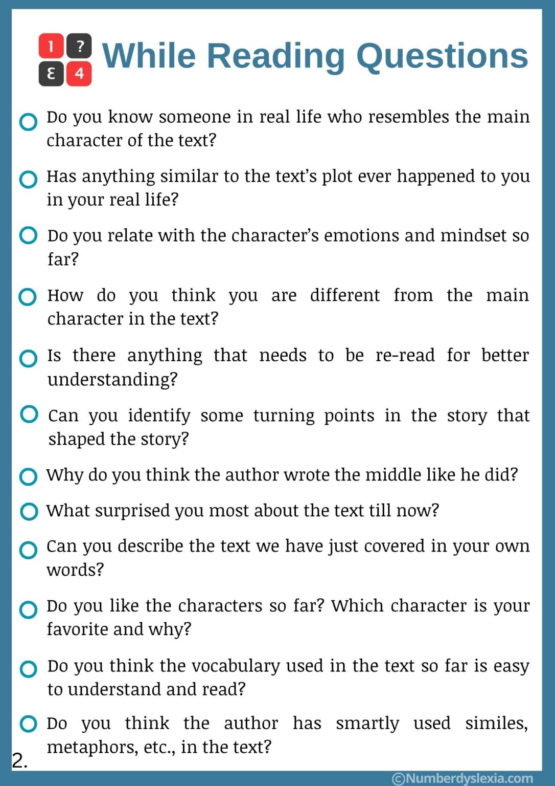75 Pre, While, And Post-Reading Questions [PDF Included] - Number Dyslexia