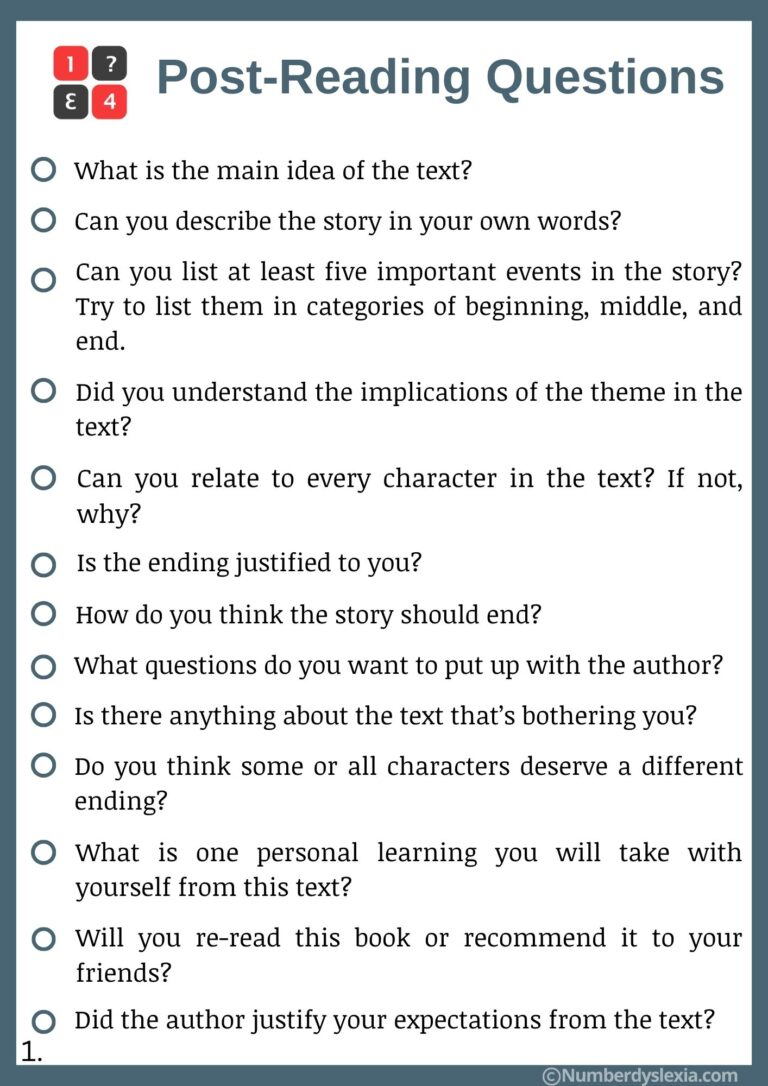 75 Pre, While, And Post-Reading Questions [PDF Included] - Number Dyslexia