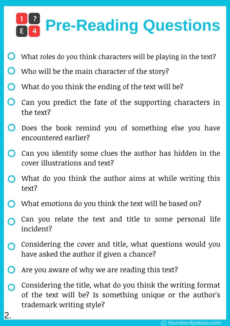 75 Pre, While, And Post-Reading Questions [PDF Included] - Number Dyslexia