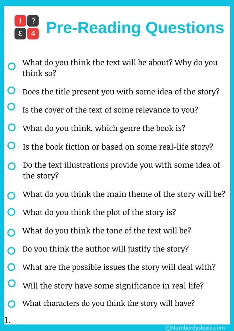 75 Pre, While, And Post-Reading Questions [PDF Included] - Number Dyslexia