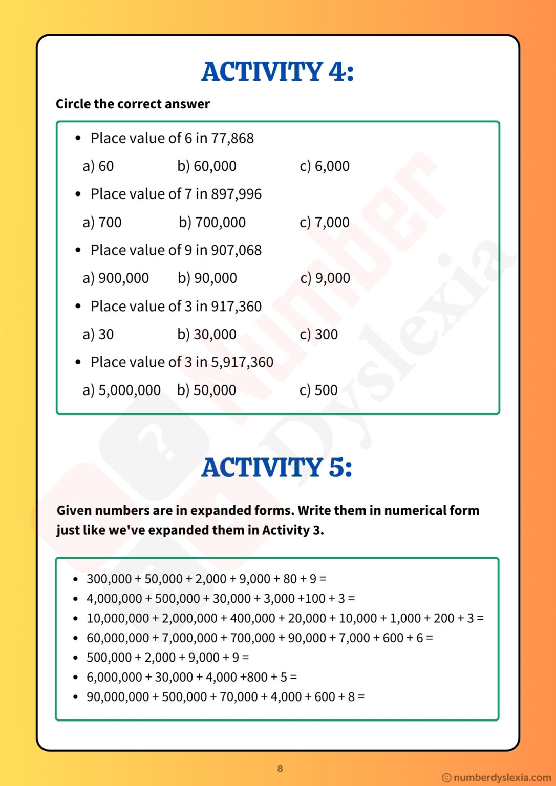 Printable Place Value Lesson Plan [PDF] - Number Dyslexia