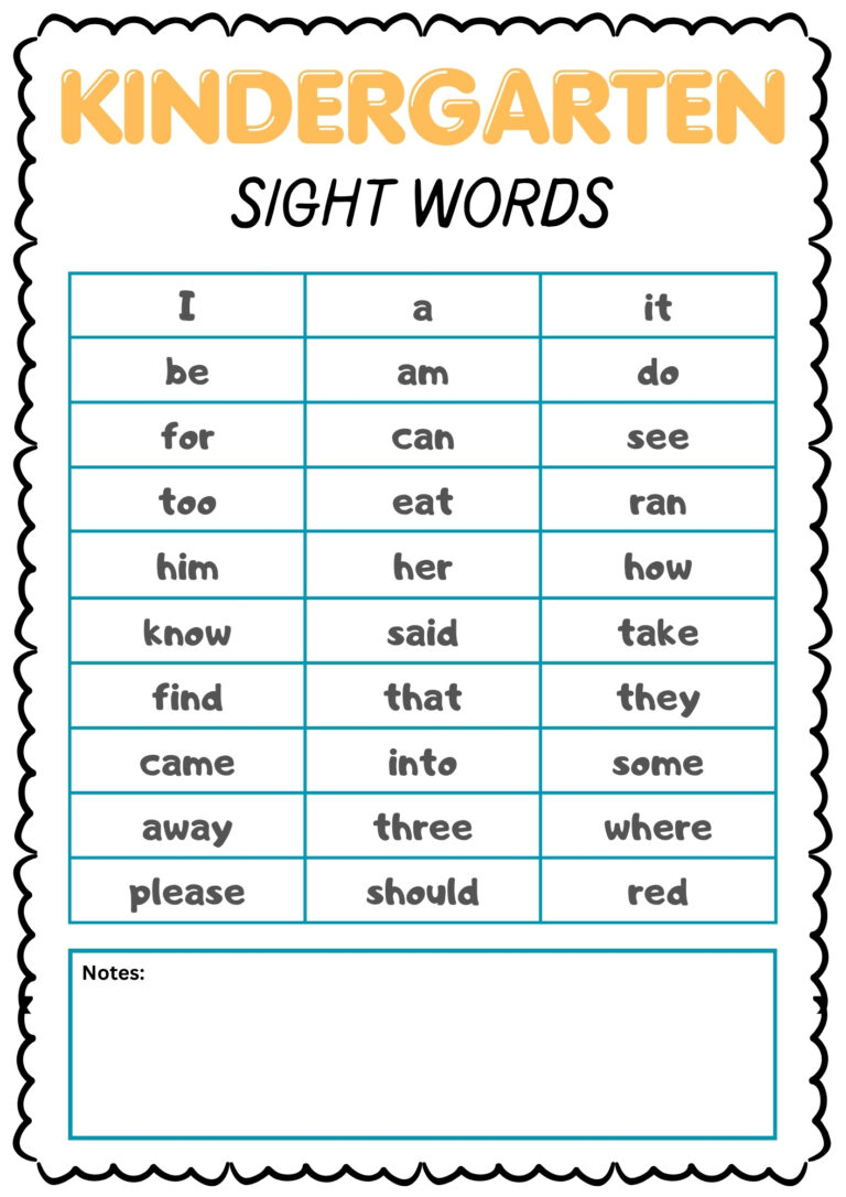 Printable Sight Words List & Flashcards for Kindergarten - Number Dyslexia