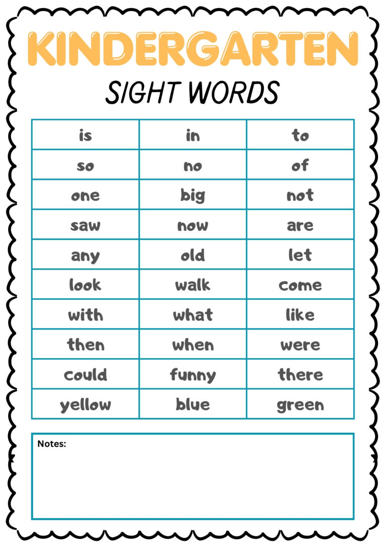 Printable Sight Words List & Flashcards for Kindergarten - Number Dyslexia
