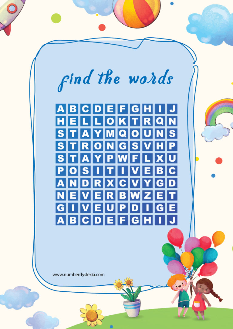 Printable Spelling Activity for kids - Number Dyslexia