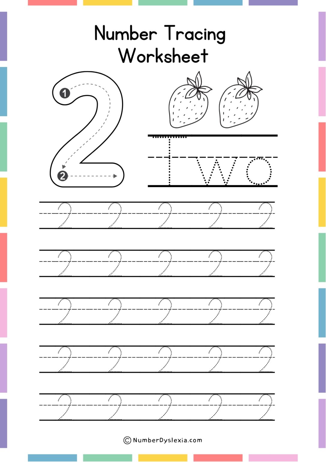 Printable tracing sheets for Preschoolers - Number Dyslexia
