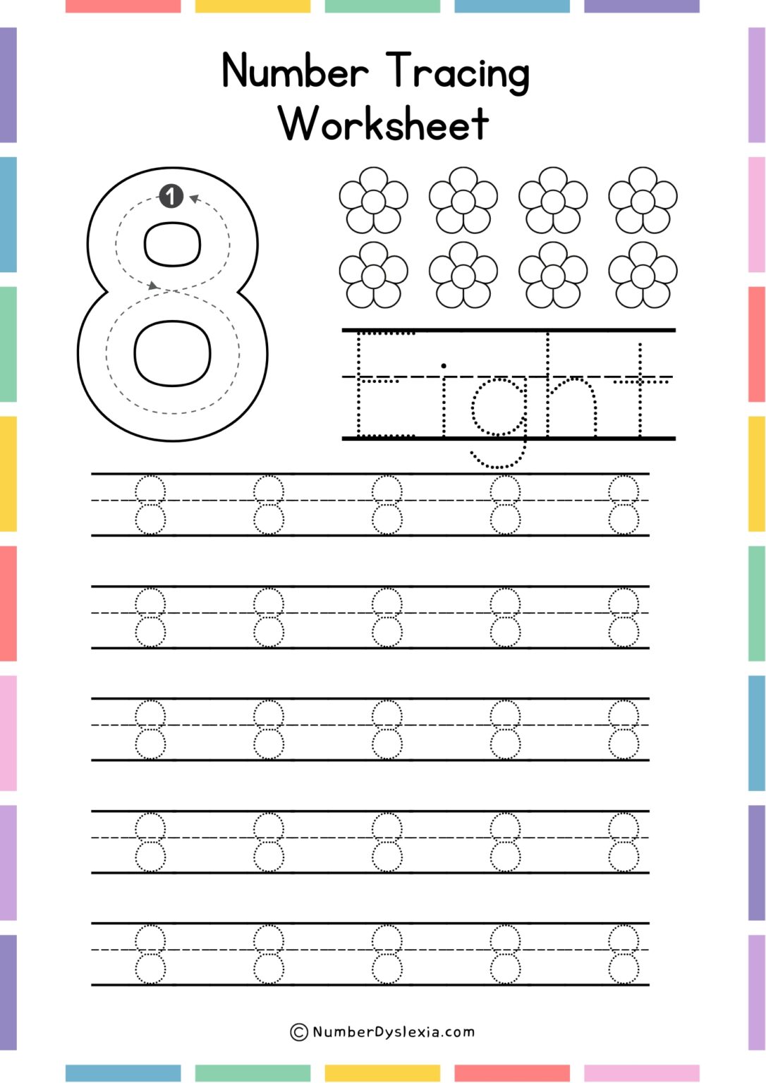 Printable tracing sheets for Preschoolers - Number Dyslexia